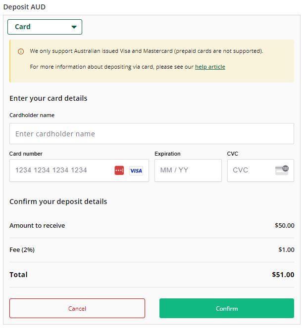 How to deposit using a bank card – BTC Markets